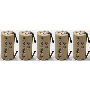 5X ZZcell Sub C Batteries with Tabs Rechargeable for Power Tools 10C Discharge Rate Nicd 1.2V 2000mAh Pack of 5