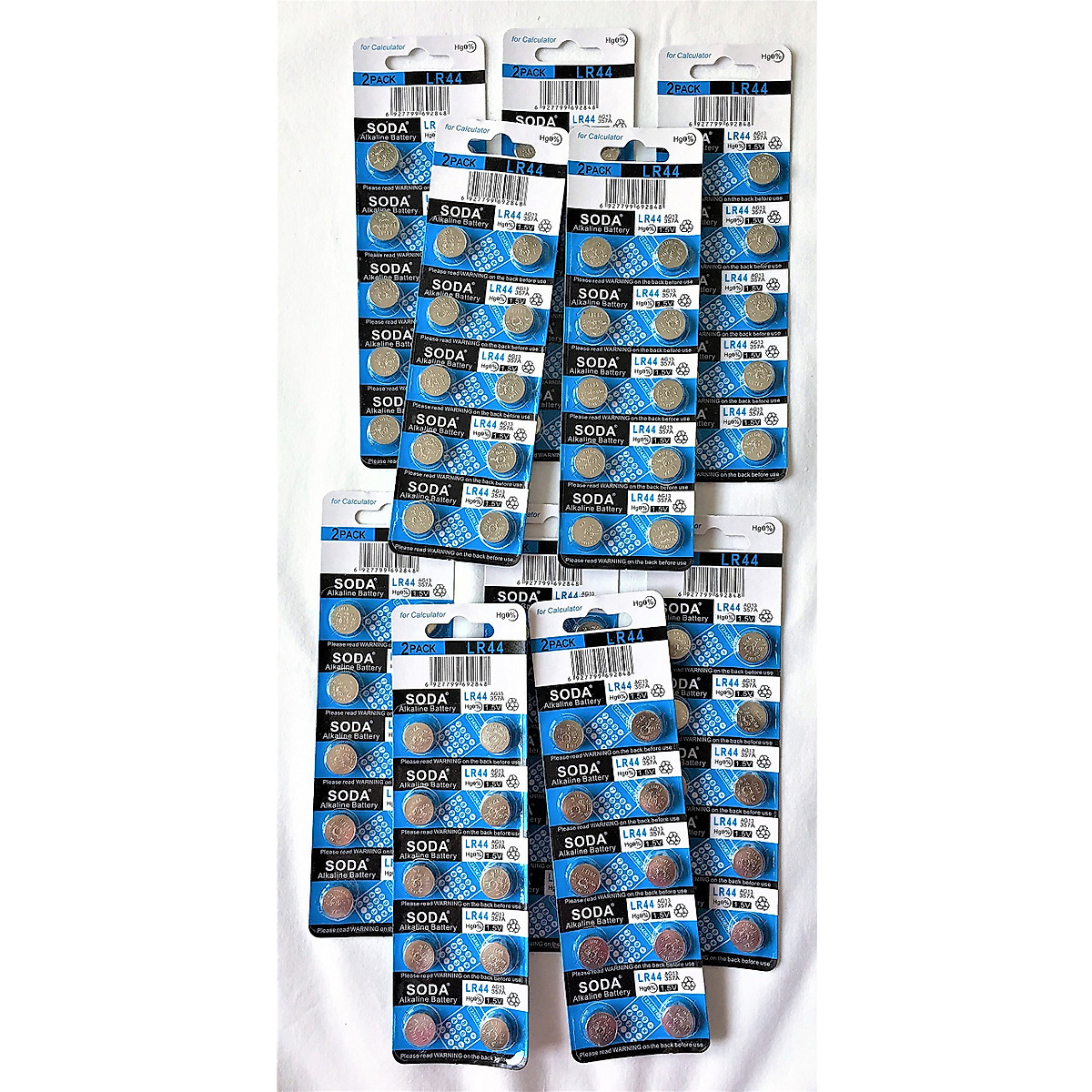 AG13 LR44 L1154 357 A76 Alkaline Button Cell Battery with Retail Blister Pack Cards (100) by YMCtoys