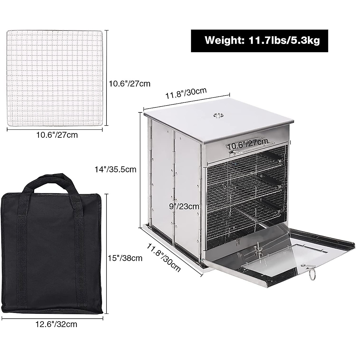 REDCAMP 14"H Foldable Camping Oven with 3 Tier Grill, Stainless Steel Portable Camping Stove for Baking Cinnamon Rolls, Breads and Muffins with Wood Burning Fire,Propane Stoves,Campers,Baking BBQ