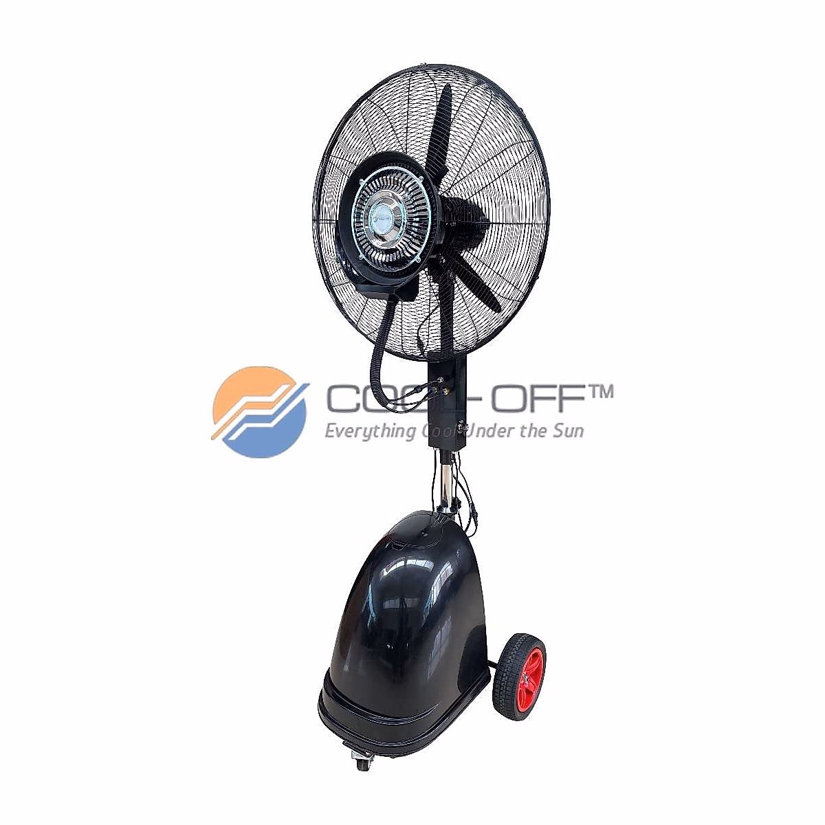 Cool-Off Island Breeze Oscillating Misting Fan, 3 Cooling Speeds with 12 Gallon Tank, Adjustable Height, Art Deco Pedestal Fan for Backyards, Patios and More, 26 Inch, Black