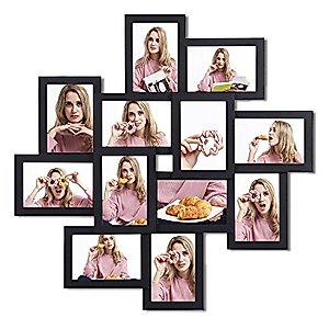 SONGMICS 4X6 Collage Picture Frames for Wall Decor, 12-Pack , Black Photo Collage Frame, Multi Picture Frame Set with Glass Front, Assembly Required