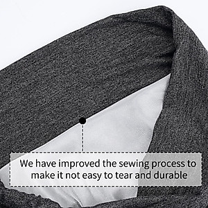 Satin Bonnet for Men 2 Pack Soft and Elastic Black Hair Cap，Satin Lined Beanie, Large Breathable Silky Hair Bonnet for Sleeping Cap，Suitable for Chemo Headwear for Women - Black and Grey