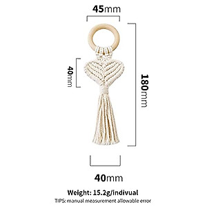 ZOONAI Hanging Handmade Weaving Love Pendant Car Ornament Modern Home Decoration Accessories Hanging Pendant for Bedroom Nursery Room (White)