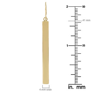 KoolJewelry 14k Yellow Gold High Polish Bar Drop Earrings (4 mm wide x 41 mm long)