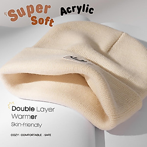 FURTALK Baby Beanie Cute Toddler Winter Hat Knit Boys Girls Warm 2 Pack Kids Embroidered Beanies Cap for 0-8 Years