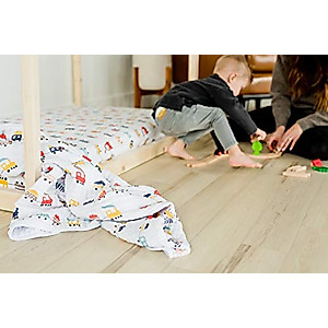 ADDISON BELLE Dream Everything Blanket - 100% Muslin Cotton - Oversized 47 inches x 47 inches - Premium 4 Layer Blanket (Trains)