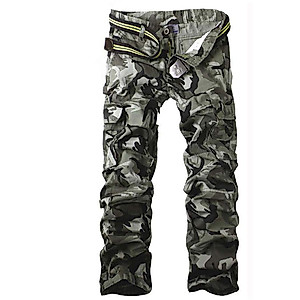 MNXOIA Military Style Army Combat Uniform Camouflage Pants Men's Camo Train Tactical Cargo Pants Casual Cotton Pants Gray Camo 38