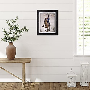 Robhomily 11x14 Black Picture Frame Solid Textured Wood with Real Glass, 11x14 Rustic Farmhouse Distressed Photo Frame for Wall Mounting, 11x14 Black Wood Frame for Home and Office Decor