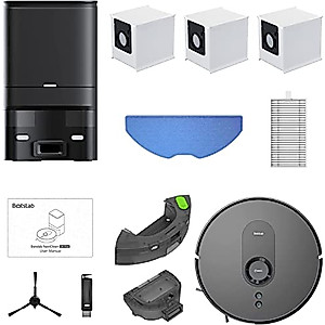 + 360 S8 Plus Robot Vacuum Cleaner and Mop Combo with Self-Emptying Dock, Botslab LIDAR Navigation Smart Mapping Robot, 2700Pa Suction, Work with Alexa, Ideal for Pet Hair, Carpet and Hard Floor