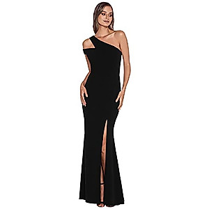 Xscape Long Scuba Crepe One Shoulder Strap Black 12
