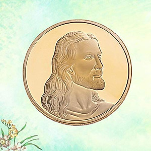 VORCOOL Jesus Commemorative Coin Collection Christ Religion Souvenir Challenge Coin Religious Badge for Easter Party Favor Home Decoration Golden