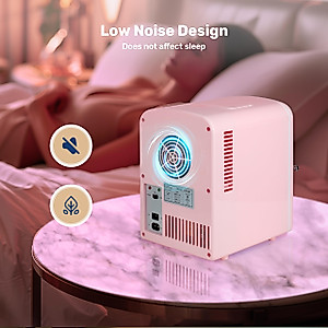 YSSOA Mini Fridge with Observation 4-Liter Six 12 oz Cans Portable Warmer & Cooler Compact Refrigerator, 100% Eco Friendly and Freon-Free, 4L with window, Pink