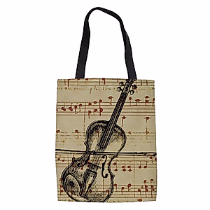 Beauty Collector Violin Canvas Tote Bag Shoulder Bag Handbags Shopping Bag Gift Bag for Party