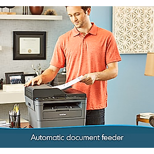 Brother DCP-L2550DWB All-in-One Wireless Monochrome Laser Printer, Black - Print Scan Copy - 36 ppm, 2400 x 600 dpi, 128MB Memory, 50-Sheet ADF, Auto Duplex Printing, 250-Sheet, BROAGE Printer_Cable