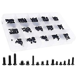 QTEATAK 300Pcs Black Laptop Notebook Computer Replacement Screws Kit for Lenovo Toshiba Gateway Samsung HP IBM Dell Sony Acer Asus SSD Hard Disk SATA