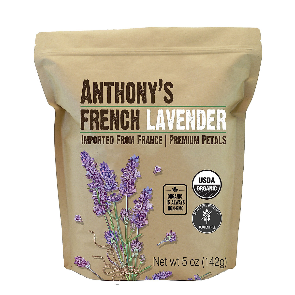 Anthony's Organic French Lavender Petals, 5 oz, Extra Grade, Dried, Gluten Free & Non GMO