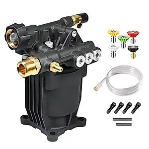 YAMATIC 3/4" Shaft Horizontal Pressure Washer Pump Max 3400 PSI @ 2.6 GPM Replacement Pump Compatible with Simpson 90029, 520002,520004,Dewalt dxpw3425 Honda GC190 and More