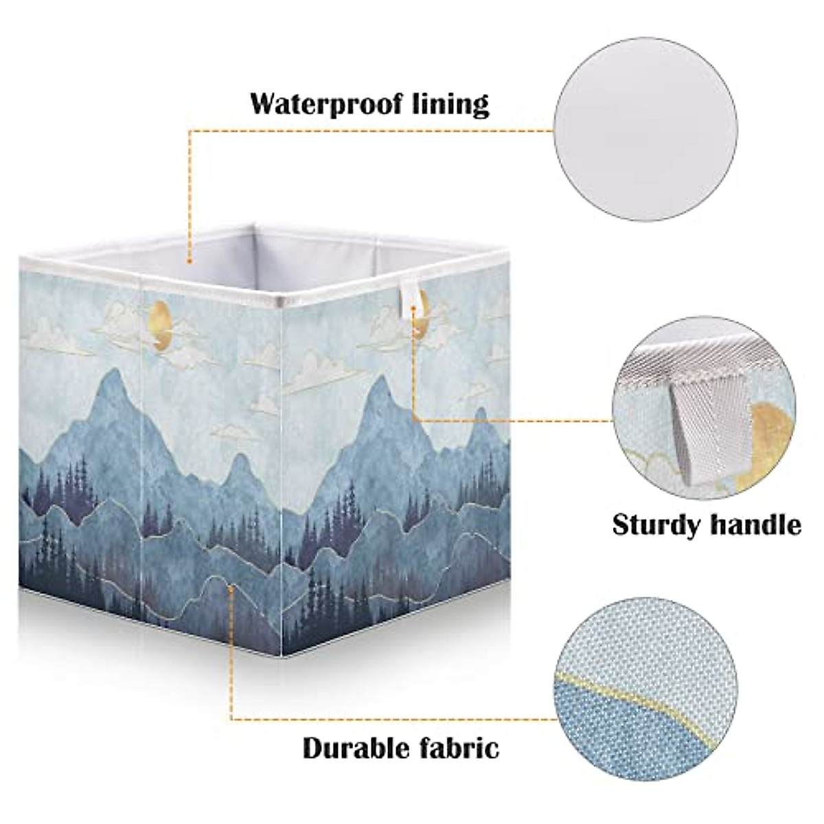 Kigai Mountain Cube Storage Bins - 11x11x11 In Large Foldable Storage Basket Fabric Storage Baskes Organizer for Toys, Books, Shelves, Closet, Home Decor