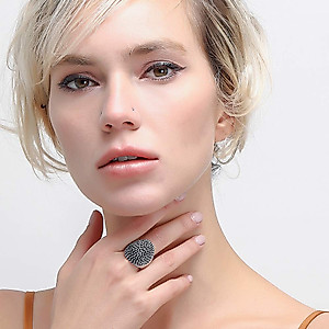 Mytys Vintage Silver Rings for Women Hedgehog Style Antique Statement Ring Thumb Rings Jewelry Gifts Size 8