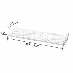 KIKIBRO Expandable Closet Shelf Organizer, Adjustable Shelves, Extendable Storage Shelving Rack Divider for Cabinet Pantry Wardrobe Cupboard Kitchen Bathroom Shoe, White Large Set of 2