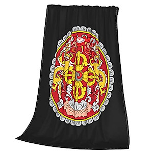 Emblem of Bhutan Blanket Throw Bedding Room Decor Flannel Blankets for Bed Sofa 80"x60"
