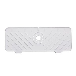 SKYXIU Silicone Faucet Handle Drip Catcher Tray,Silicone Sink Faucet Mat,Splash Catcher for Sink Faucet Behind Sink Splash Guard for Kitchen,Bathroom,and RV (White)