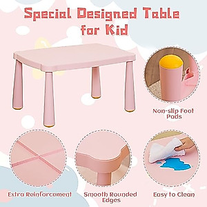 Domi Kids Table and Chair Set, 3 Pieces Enlarged Natural Plastic Toddler Desk and Chairs with 11.8" H Seat, Preschool Chair, Toddler Chairs Activity Table for Home, Playroom, Preschool, Kindergarten