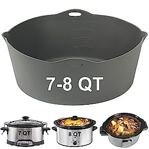BYKITCHEN 7-8 Quart Reusable Silicone Slow Cooker Liner Compatible with Crockpot, Hamilton Beach Slow Cooker, Large Slow Cooker Insert for Most 7-8 QT Oval Slow Cooker