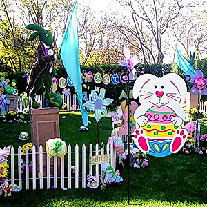 YEAHOME Easter Garden Flag 12.5 x 18 Inch Vertical Double Sided Decorative. With Bunny and Eggs Holiday Easter Decor for Outside Yard Outdoor Farmhouse Easter Decorations