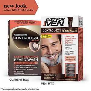 Just For Men Control GX Grey Reducing Beard Wash Shampoo, Gradually Colors Mustache and Beard, Leaves Facial Hair Softer and Fuller, 4 Fl Oz - Pack of 3 (Packaging May Vary)