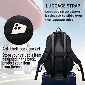 QINOL Travel Laptop Backpack Anti-Theft Work Bookbags With USB Charging Port, Water Resistant 15.6 Inch College Computer Bag for Men Women (Black)