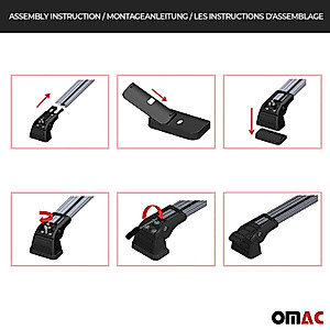 OMAC Roof Rack Cross Bars Carrier Aluminium for Ford Transit Connect 2010-2013 Black 2 Pcs Anti-Theft for Travel Kayak Canoe Surf Ski Snowboard Camping