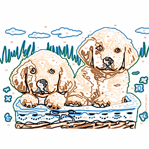 Ravensburger CreArt Cute Puppies Paint by Numbers Kit for Kids - Engaging Art Craft Set | Canvas & Acrylic Paints | Ideal for Developing Art Skills | Suitable for Ages 7+, 24 x 18 cm