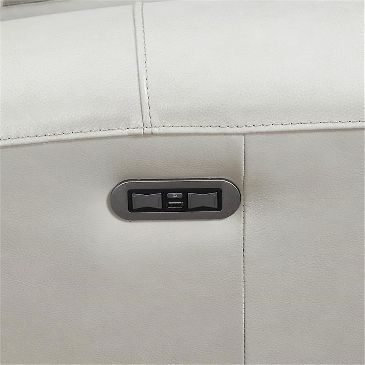 Steve Silver Laurel Leather Dual-Power Reclining Living Room Sofas, Power Headrest/Reclining Leg Rest USB Charging Port, Top Grain Leather, 86" L x 40" W x 40" H, Ivory