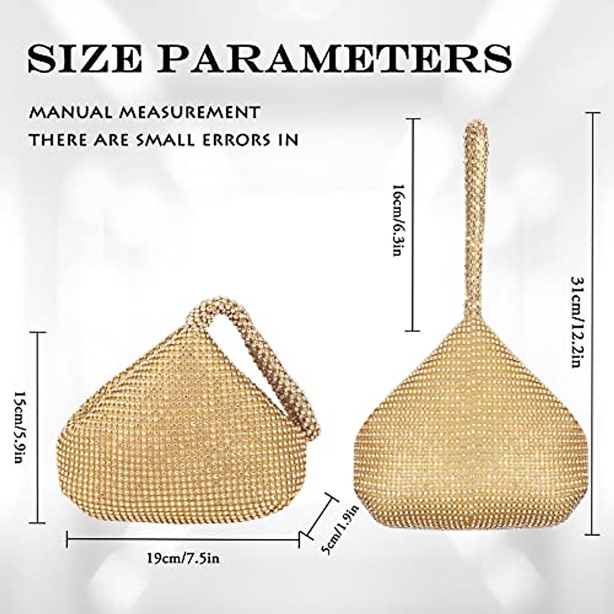 AOYUNHUI Women's Rhinestone Clutch Evening Bags Sparkly Glitter Triangle Purse for Women Wedding for Prom Party-Gold