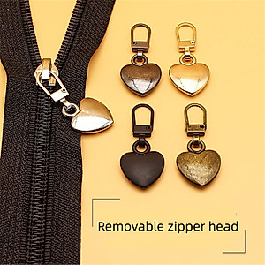 5Pcs Multicolor Journey Studio Heart Shaped Zipper Pull Replacement Metal Zipper Backpack Zippers Mend Fixer Repair for Coats Jackets Pants Luggage,Fasteners, Sewing Notions and Supplies