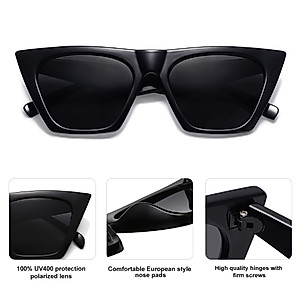 SOJOS Oversized Square Cateye Polarized Sunglasses for Women Men Big Trendy Sunnies SJ2115, Black/Grey