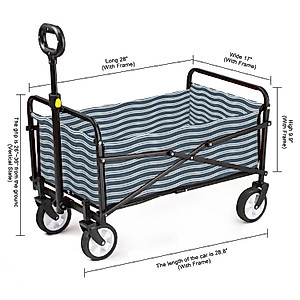 Outdoor Collapsible Wagon Seamless White Waves a Dark Blue Textured for Hoop Surface Packaging Camping Shopping Garden Cart Heavy Duty Wagon Adjustable Portable Utility Folding Wagon with Wheels