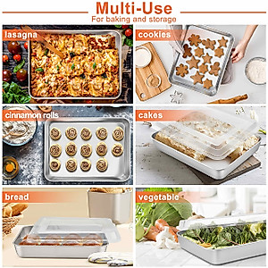 Herogo Baking Pan with Lid, 9 x 12 Inch Stainless Steel Lasagna Pan Deep, Rectangle Cakes Bakeware with Lid for Brownies Casseroles, Non Toxic & Dishwasher Safe