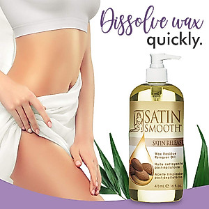 Satin Smooth Satin Release Wax Residue Remover Oil, Post-Wax Treatment Fast-Dissolving, 16 oz, 1-pack