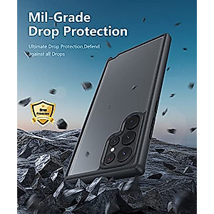 FNTCASE Samsung Galaxy S23-Ultra: Drop-Proof, Shockproof TPU Hybrid Slim Case with Screen Protector - Black