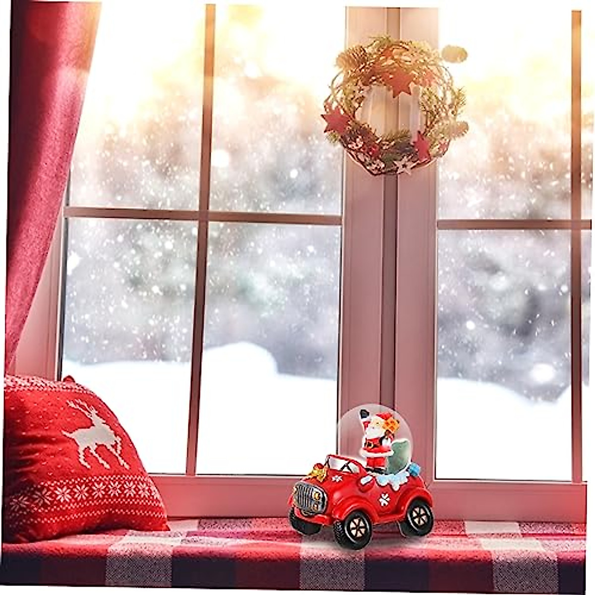 VOSAREA 3 pcs Christmas Crystal Ball Table top Decor Christmas Ornament Decor for Table Christmas Water Snow Globe Gifts for Cars Christmas Globe Decor Resin Luminous Crystal Ball Shine