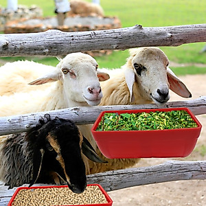 2 Pack Chicken Feeder Feed Trough with Clips Hanging Fence Feeder for Goat Chicken Duck Goose Deer Sheep Piglets Poultry Waterer Bucket Feeding Container for Livestock Goat Feeder Supplies (Red)