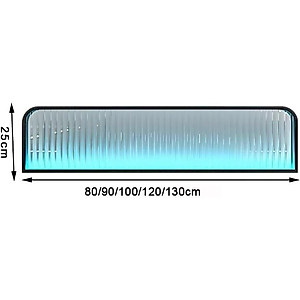 LXXW Countertop Screen Partition, Striped Glass Decorative Dividers with LED Light for Dining Areas, Bars Restaurant Table Top Separator(Black,120x25cm)