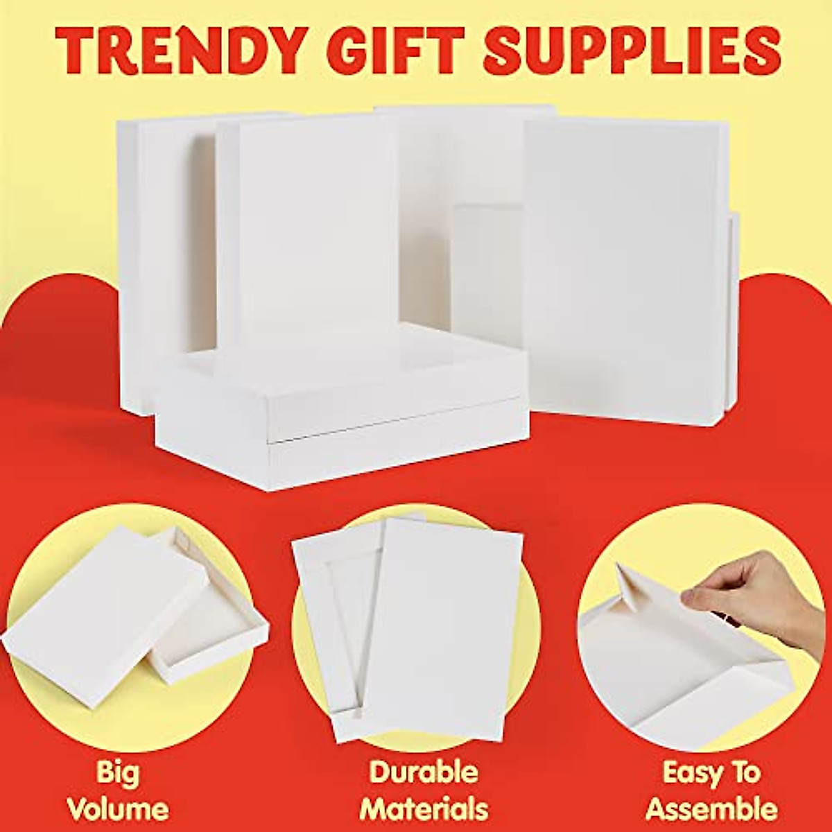JOYIN 18 PCS 14.25" x 9.5" x 2" Large White Gift Boxes, Shirt, Sweaters, Robes Box with 18 PCS Gift Tag Stickers for Christmas, Holidays, Father’s Day, Birthday