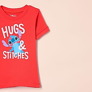 Amazon Essentials Disney | Marvel | Star Wars Girls' Pajama Set, 4-piece (Previously Spotted Zebra), Stitch Hugs, 8