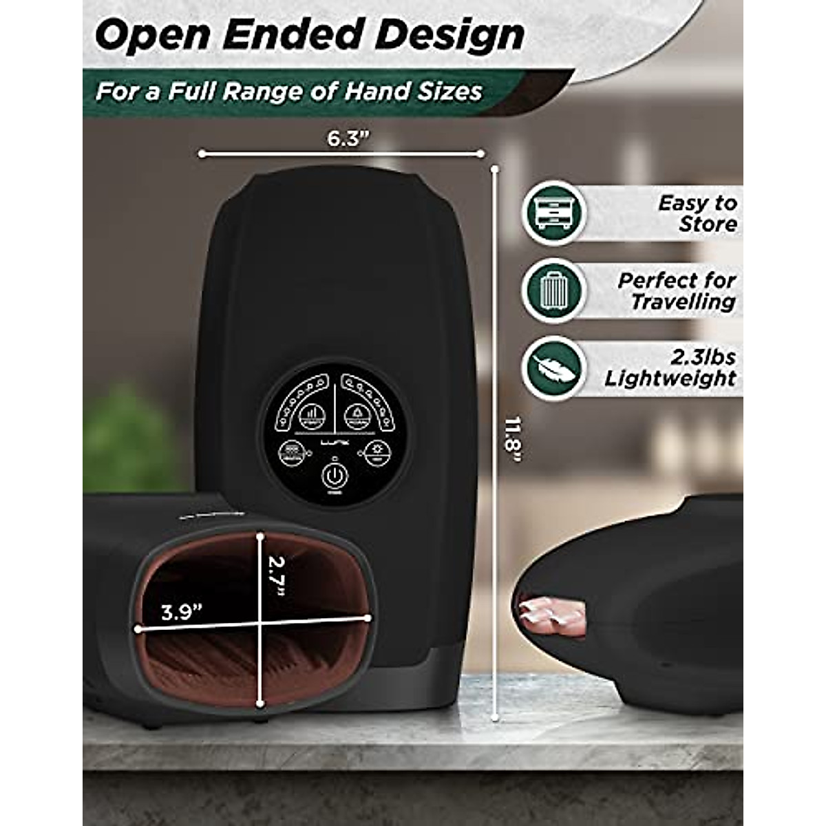 Lunix LX3 Cordless Electric Hand Massager with Compression, 6 Levels Pressure Point Therapy Massager for Arthritis, Pain Relief, Carpal Tunnel and Finger Numbness, Shiatsu Massage Machine with Heat