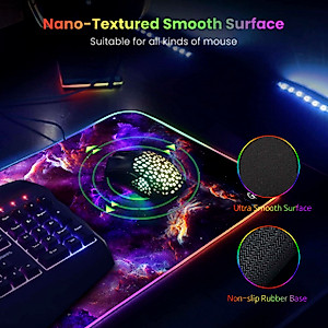 Gerlos RGB Large Gaming Mouse Pad, Extended Soft LED Mouse Pad, Non-Slip Rubber Base, Water Resist Keyboard Pad, Computer Mousepad 31.5×11.8 inches