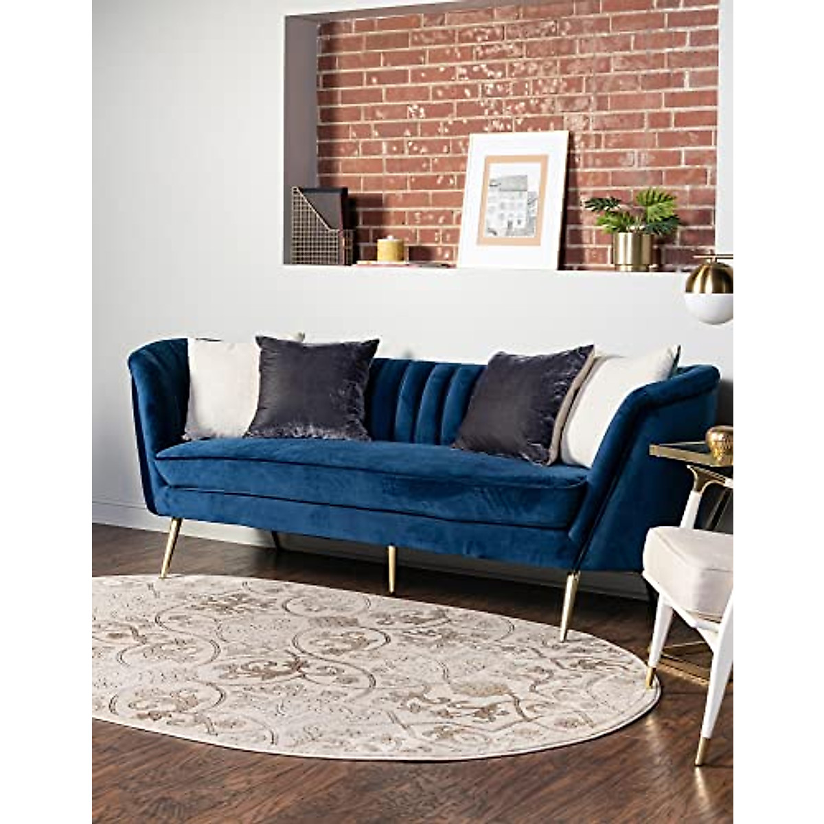 Rugs.com Nepal Collection Rug – 8X10 Oval Dark Beige Medium Rug Perfect for Living Rooms, Large Dining Rooms, Open Floorplans