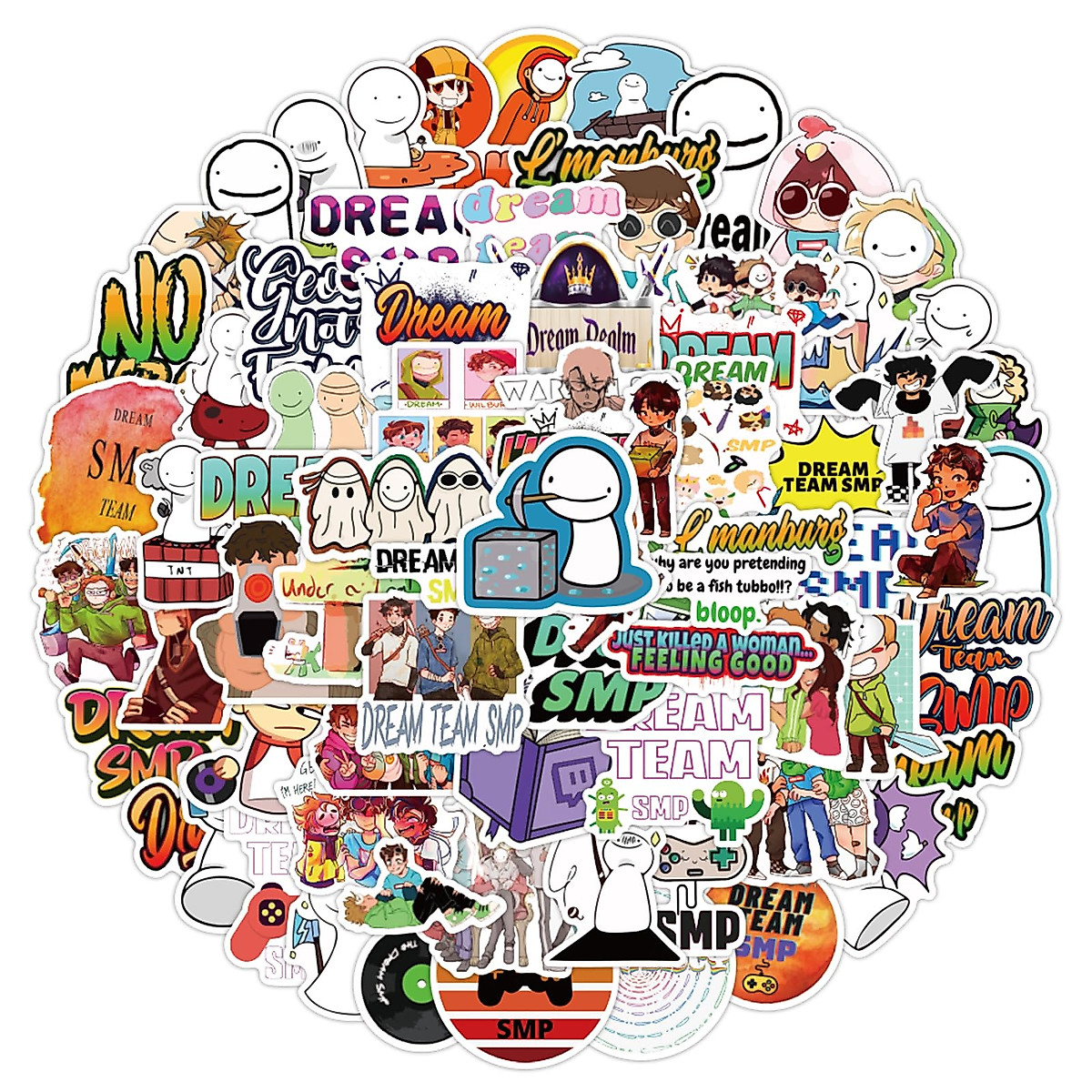 100Pcs Dreams SMP Stickers, Cool Game Dreams SMP Stickers for Kids, Cartoon Game Dreams SMP Decal Gifts, Waterproof Vinyl Stickers for Teen Adult Water Bottle, Laptop, Skateboard
